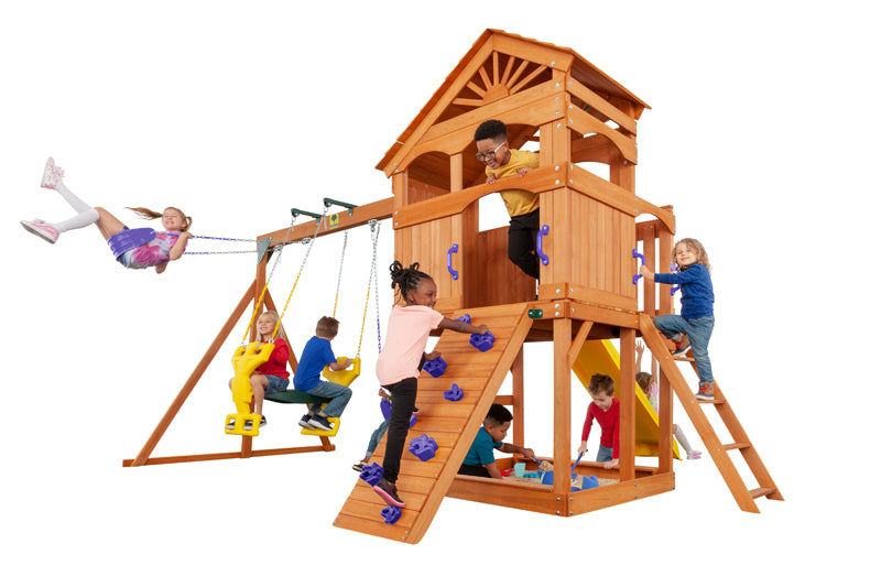 Timber Valley Wooden Swingset- Choose from 7 Accessory Color Options ...